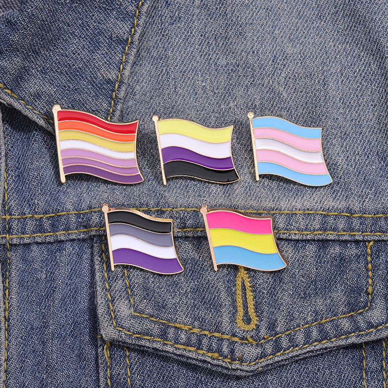 LGBTQ Enamel Pins Pride Lesbian Gay Rainbow Flag Brooch Pansexual Asexual Bisexual Transgender ...
