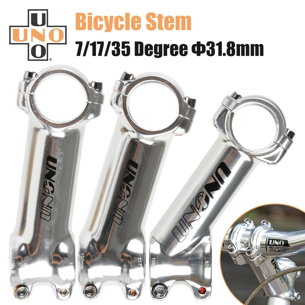 UNO Stem ±7°/17°/35° Glossy Silver Bicycle Stem Size 31.8*60/70/80/90 ...