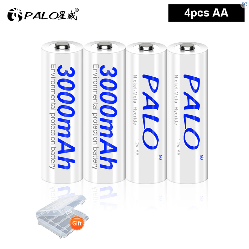 PALO Rechargeable AA Battery 1.2V 3000mAh For flashlights toy car ...