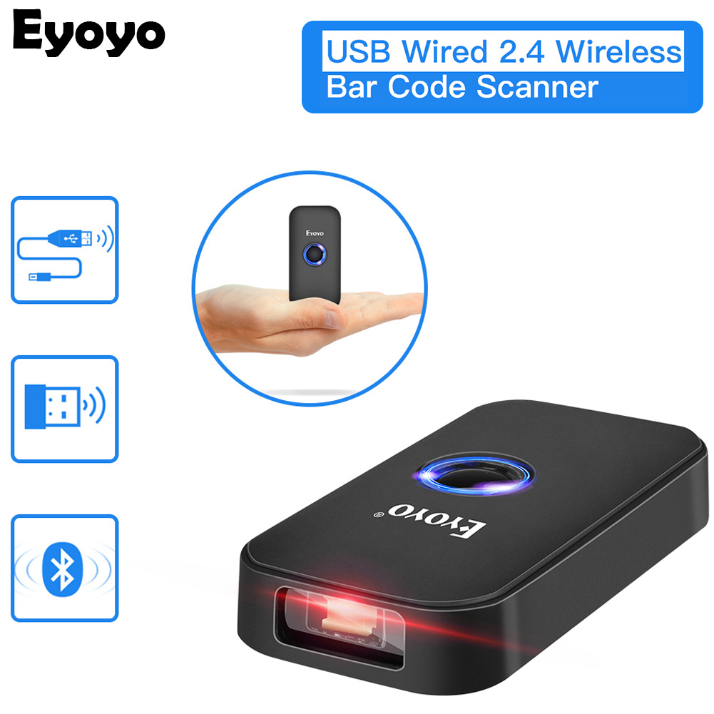 Eyoyo 1D/2D 3-in-1 Via Bluetooth Wireless Mini Barcode Scanner USB ...