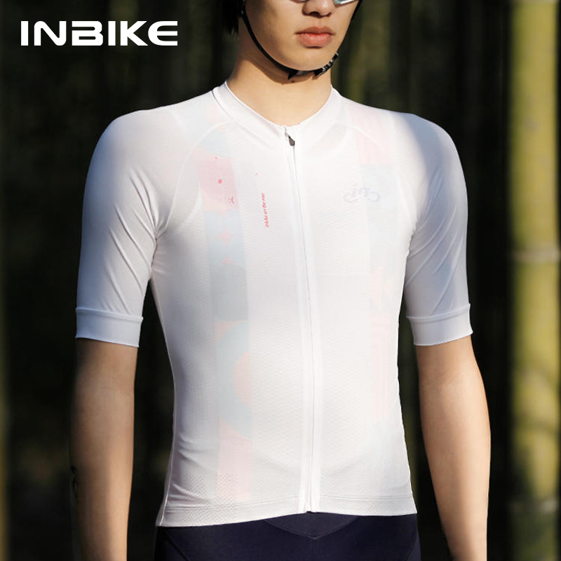 INBIKE Summer Cycling Short Sleeve for Men Full Zipper Bicycle Jersey Quick-dry with 3 Pockets ...