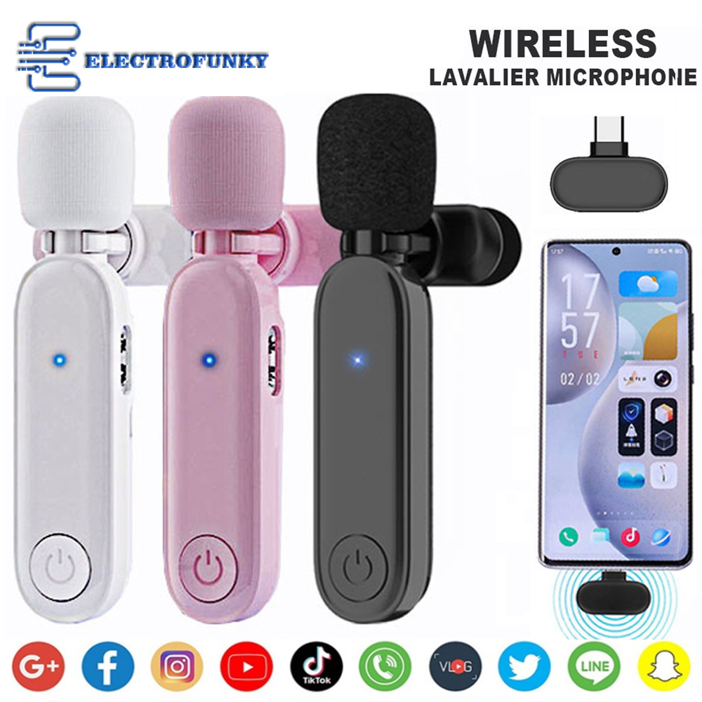 Wireless Lavalier Microphone for Type C Android Phones Mini Plug-Play ...
