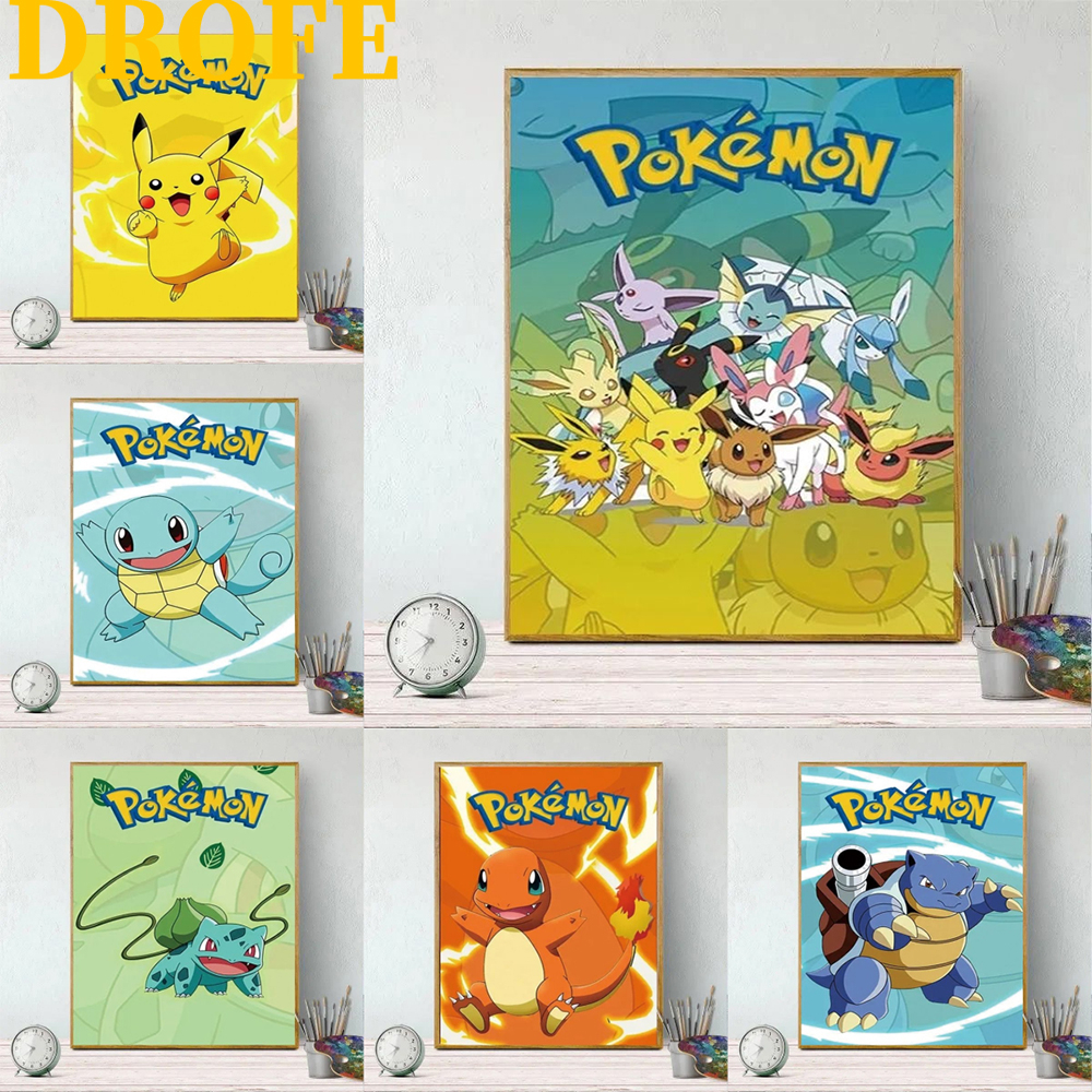 DROFE/20×30cm with frame/paint by number/Pikachu/Pokémon/diy painting ...