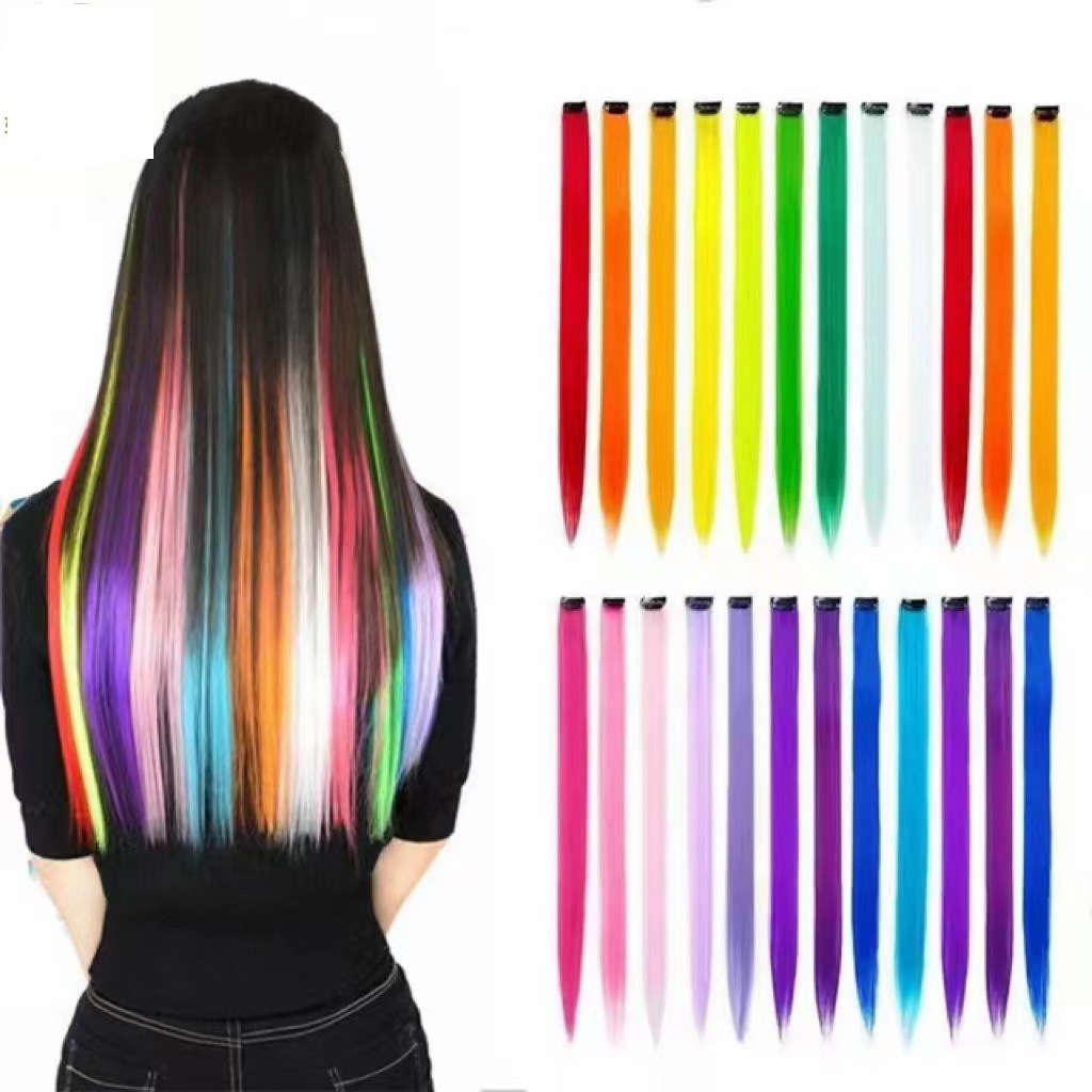 Hi-Kid Hair Rainbow HairPiece Long 20" Straight Ombre Synthetic Hair ...
