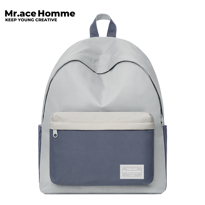 Mr. ace Homme 2163 Ash blue series simple backpack female summer ...