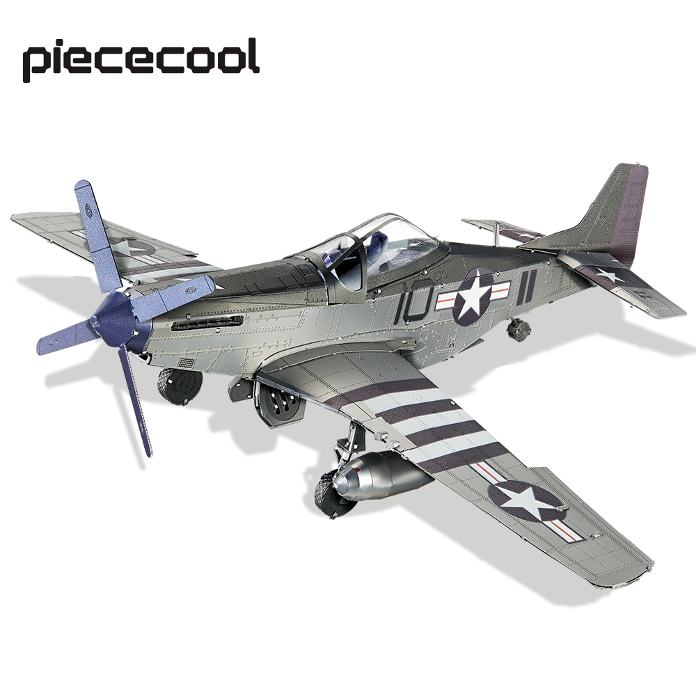 Piececool 3D Model Kits P-51 Mustang Fighter Plane Metal Assemble Model ...