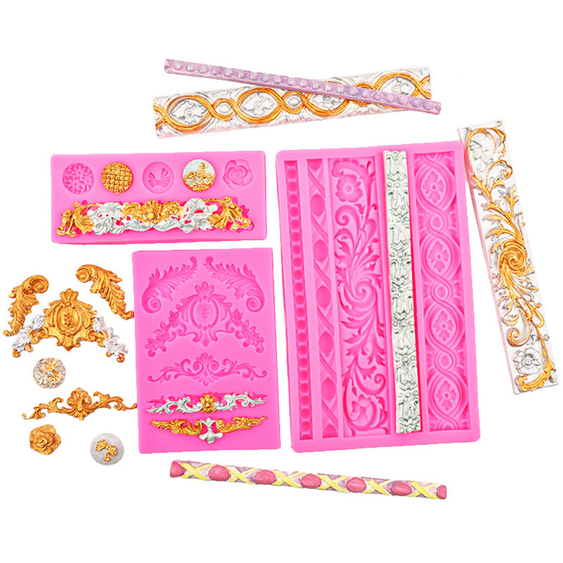 Cake Silicone Mold Pattern Embossed Flower Vine Border Fondant Cake ...