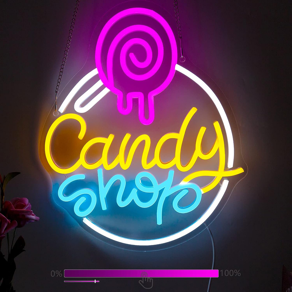 Candy Shop Neon Sign, Neon Signs for Wall Decor, Neon Dimmable Colorful ...