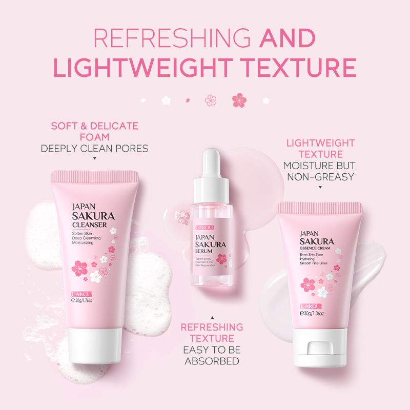 LAIKOU Japan Sakura Skincare Set Hydrating Even Skin Tone Smooth ...