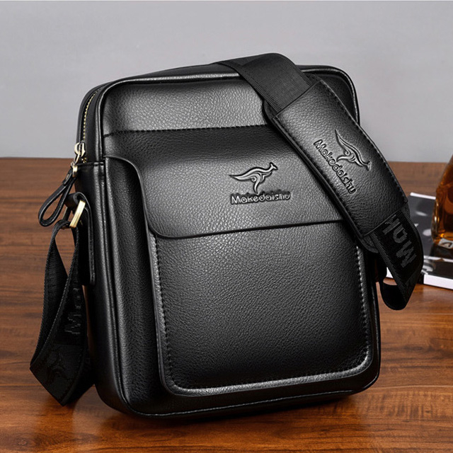 Kangaroo PU Men's Shoulder Bag Business Messenger Bag Briefcase Leather ...