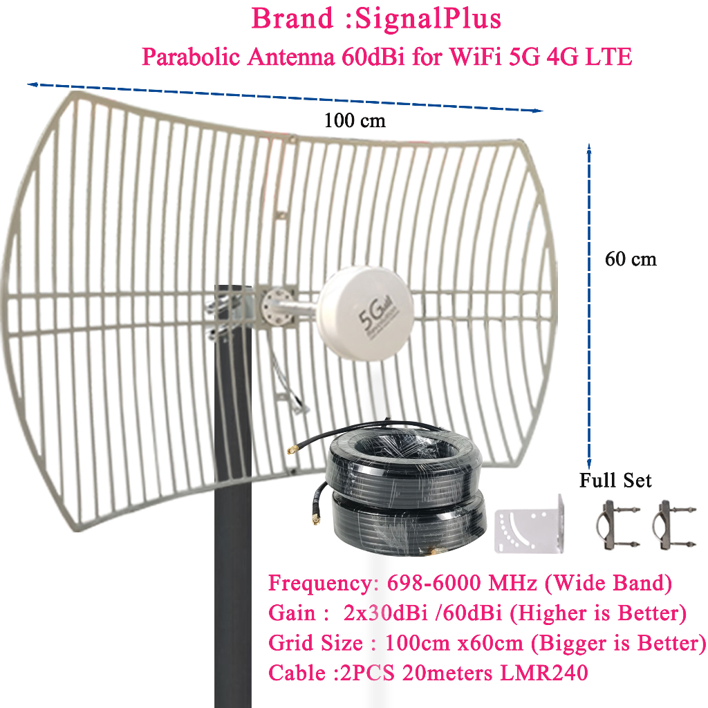 SignalPlus HyperWave Parabolic Antenna 60dBi for Prepaid WiFi 5G 4G 698 ...