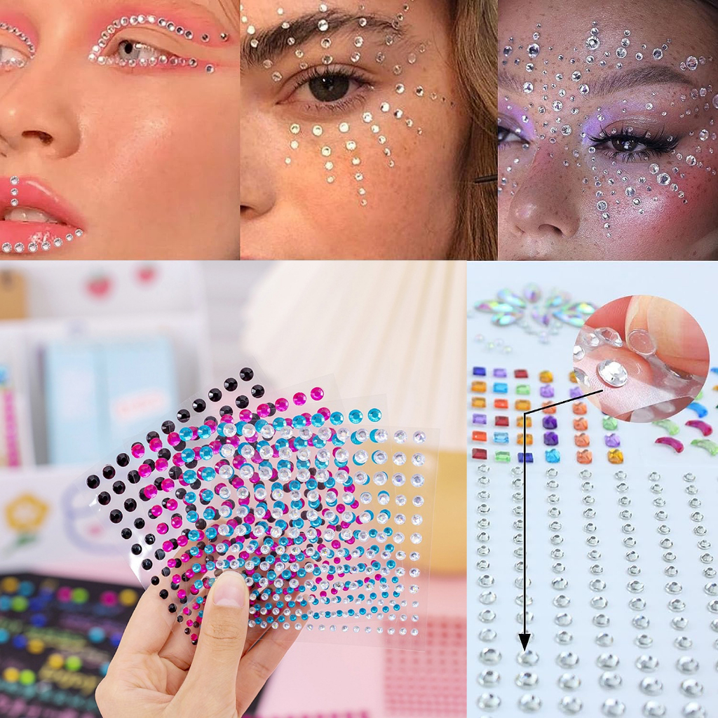 Fashion Face Gems Eye Jewels Rhinestones Gems Crystals Tattoo Stickers ...