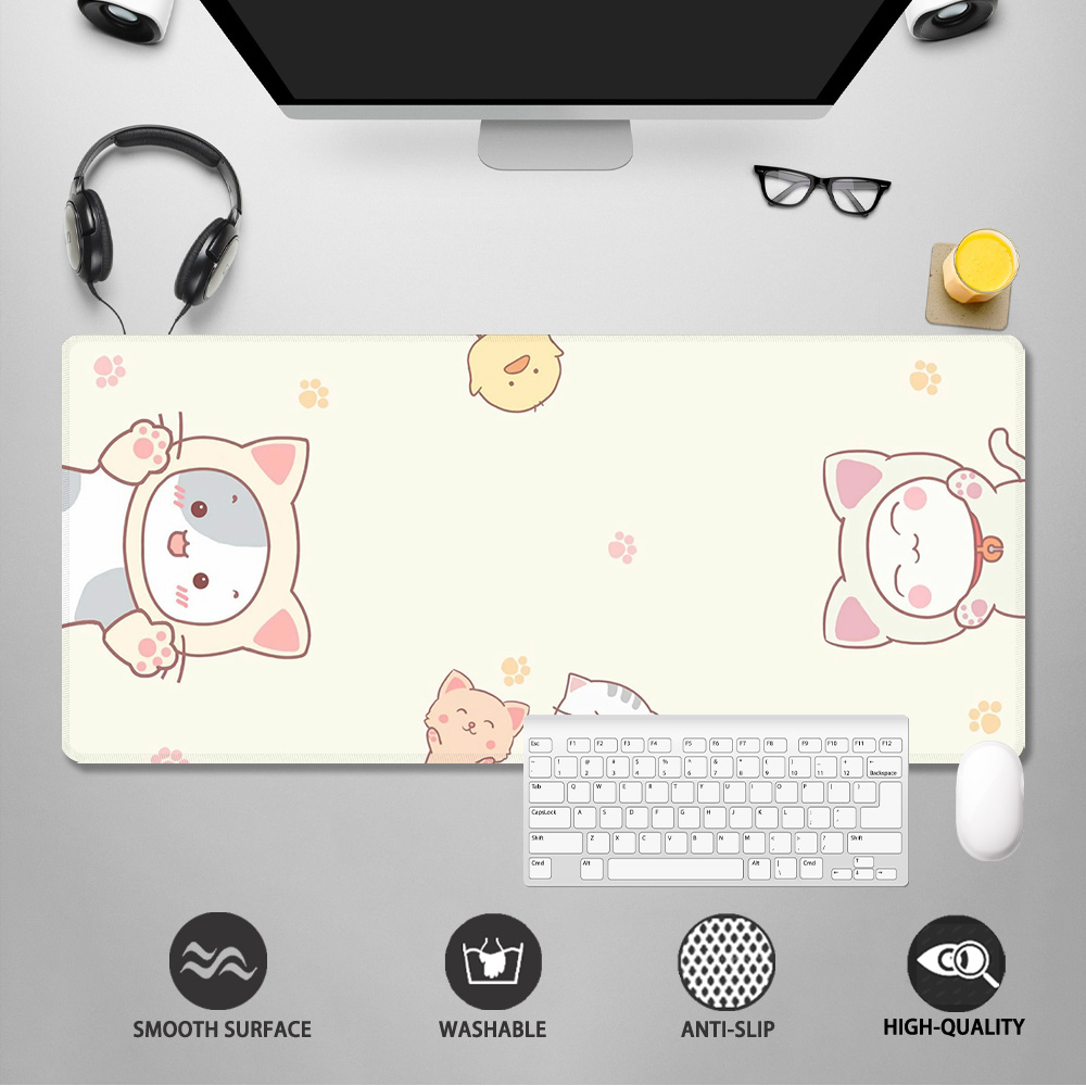 Cute Cartoon Cat Deskmat | Extended Mousepad | Waterproof Non-Slip ...