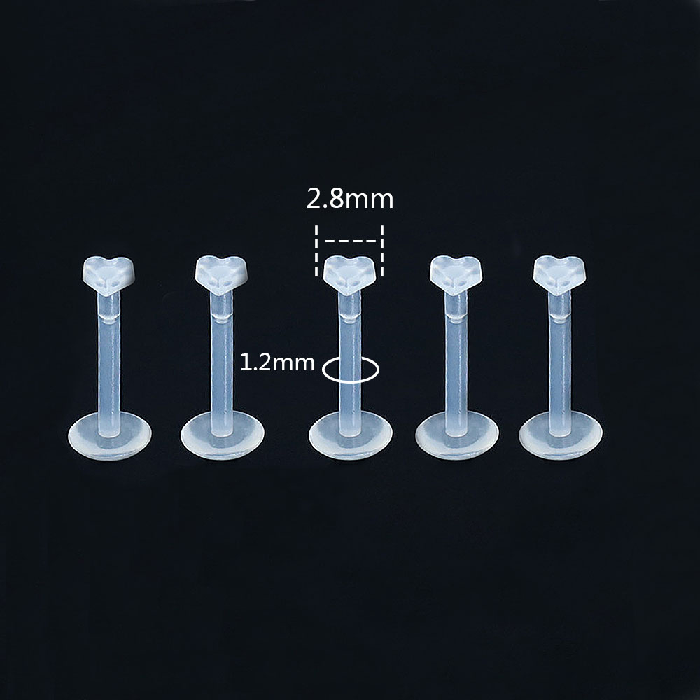 5Pcs/lot 6/8/10/12mm Clear Labret Piercing 16G Lip Stud Invisible ...