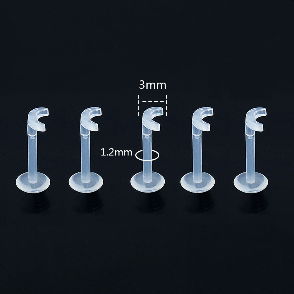 5Pcs/lot 6/8/10/12mm Clear Labret Piercing 16G Lip Stud Invisible ...