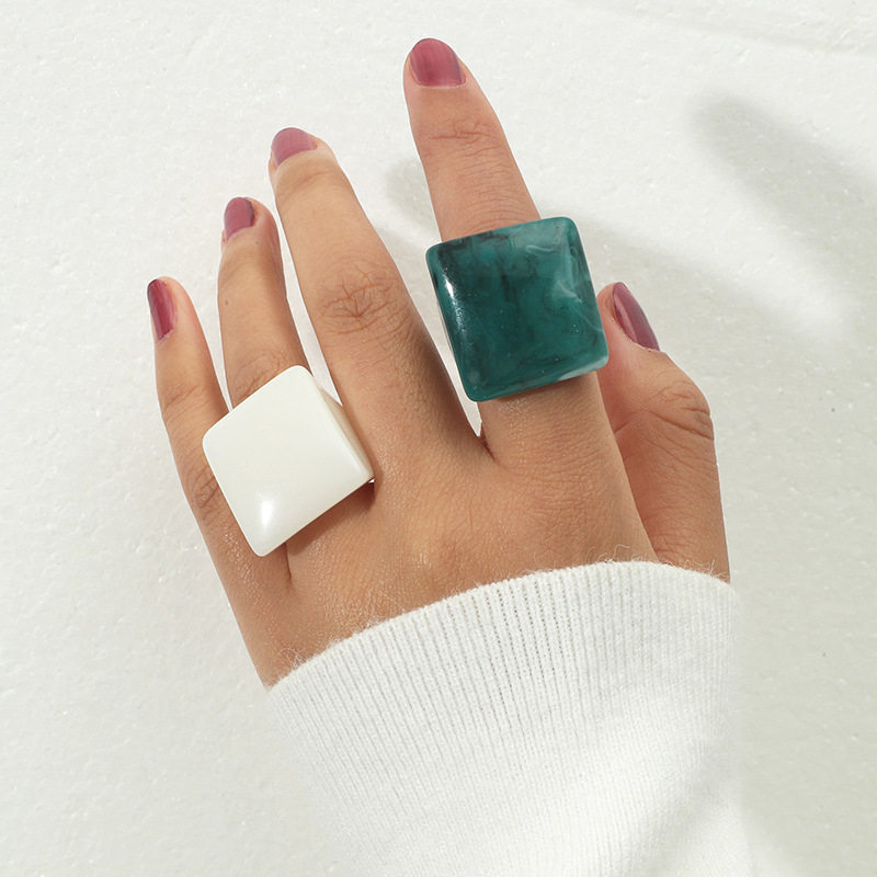 Resin Chunky Rings Acrylic Chunky Wide Rings Aesthetic Statement Rings ...