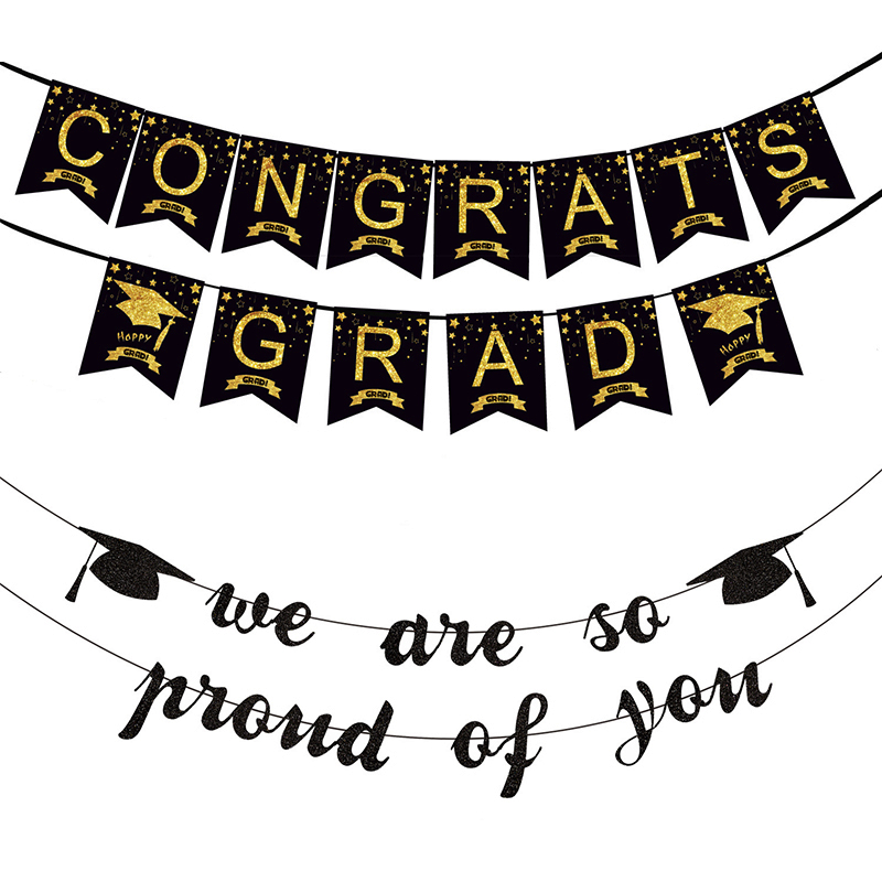 Gold And Black Glitter Congrats Grad Banner 2023 Congrats Grad ...