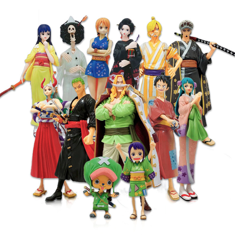 20 Style 9-19cm One Piece Anime Figure Kimono Luffy Sanji Nami Robin ...