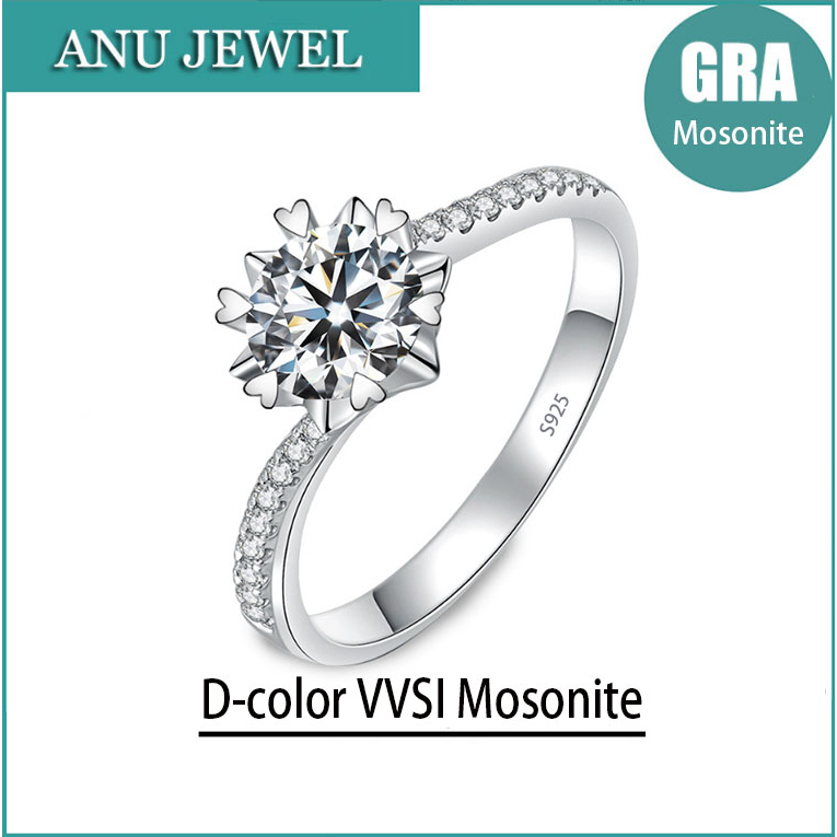 Real Moissanite Ring Cliff Micro Diamond Snowflake 1 Carat Moissanite ...