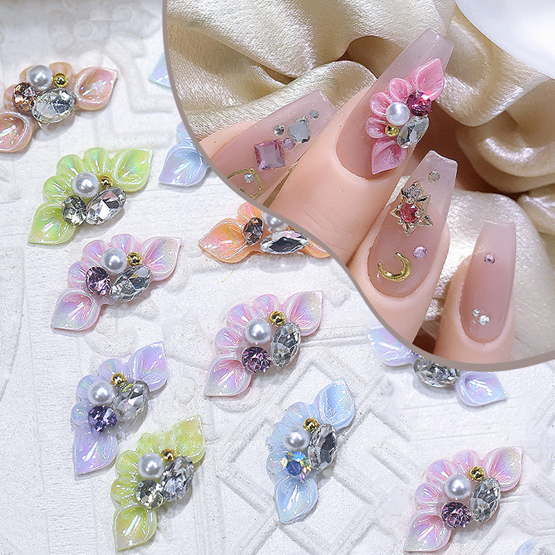 Born Pretty 3D Rhinestone Acrylic Flowers Pearl Decoration Nail Art ...