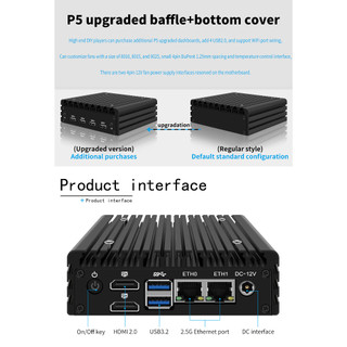 X86 P5 Fanless Mini PC Firewall Router 12th Gen Intel N100 DDR5 4800MHz ...