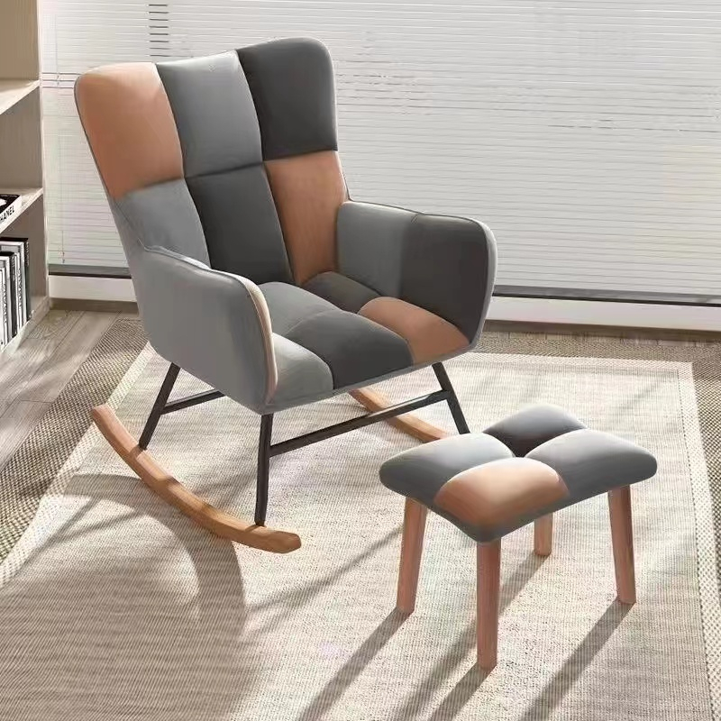 Single Light Luxury Rocking Chair Living Room Nordic Lazy Chair Solid ...