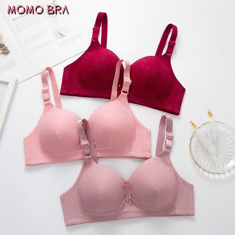 MOMO Wireless Bra B C Cup Plus Size 36-46 Push Up Bra Comfort Bralette ...