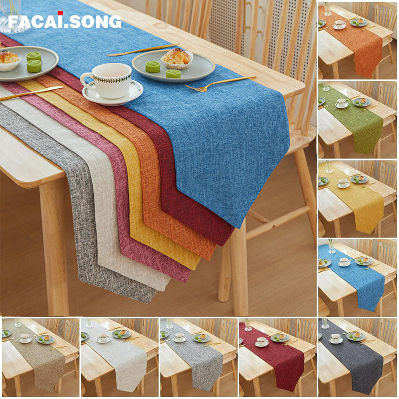 1PCS Solid Color Linen Table Runner Simple Modern Home Light Luxury ...