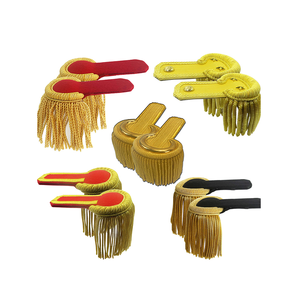 Gold Bullion Shoulder Epaulette With Fringe Embroidered Tassel Shoulder ...