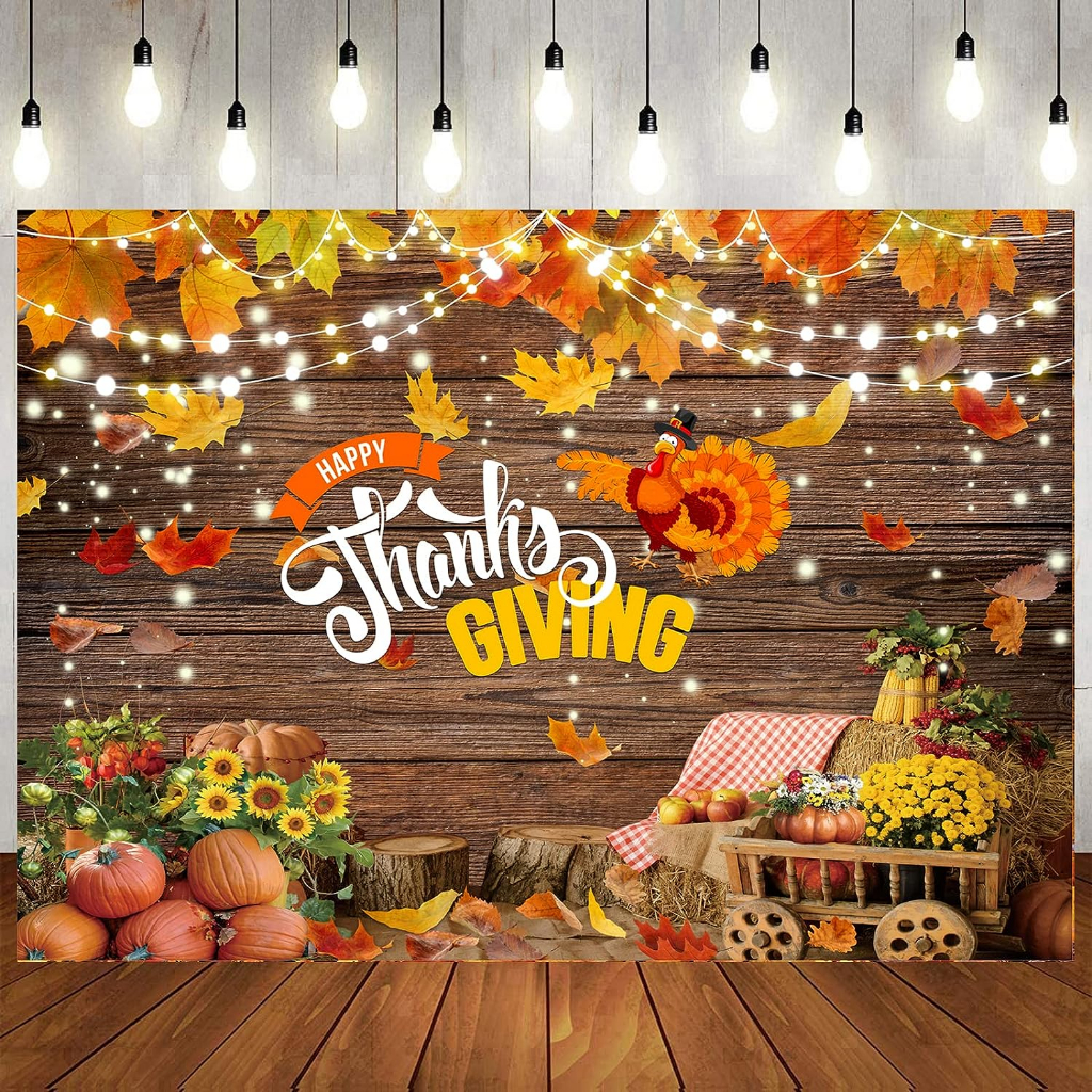5x3ft Thanksgiving Day Photography Backdrop Thanksgiving Turkey Pumpkin ...