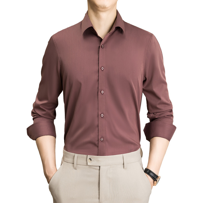 Men Business Shirt Office Work Formal Smart Long Sleeve shirts Men ...