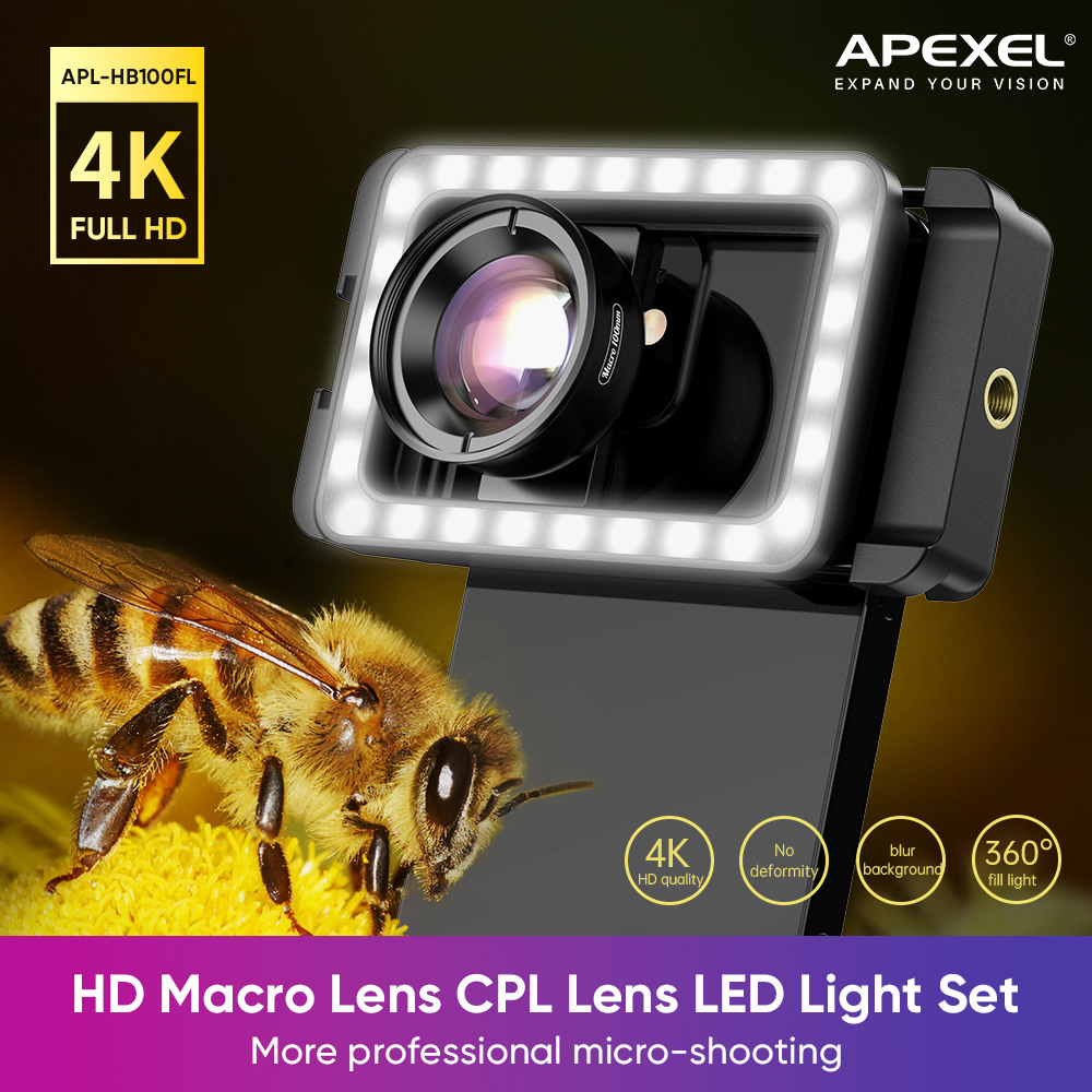 APEXEL 4K HD Macro Lens CPL Lens LED Light SetMore professional micro ...