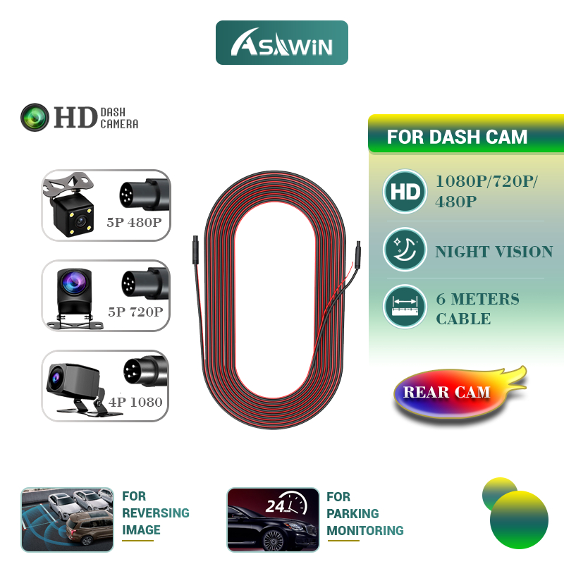Asawin Rear Camera Back Dash Cam Backup Vehicle Parking (4P and 5P ...