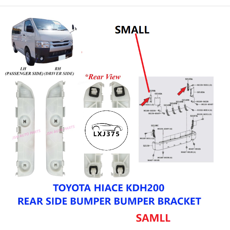 For TOYOTA HIACE KDH200 2005-2018 Rear bumper support bracket small and ...
