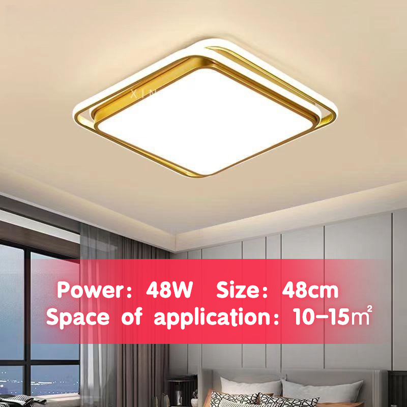 Modern LED Ceiling Light Dimmable With Remote Black Square Ceiling Lamp ...