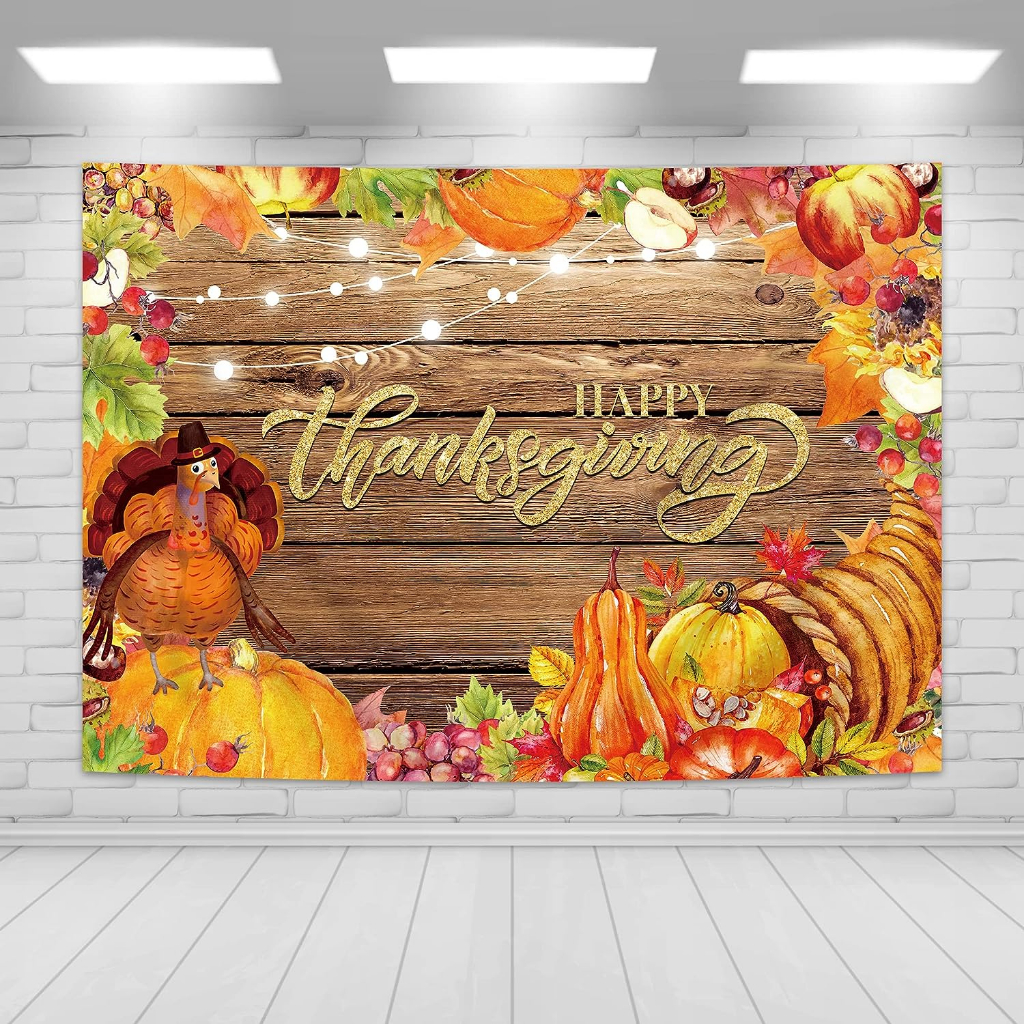 5x3ft Happy Thanksgiving Photography Backdrop Rustic Wood Fall Pumpkin ...