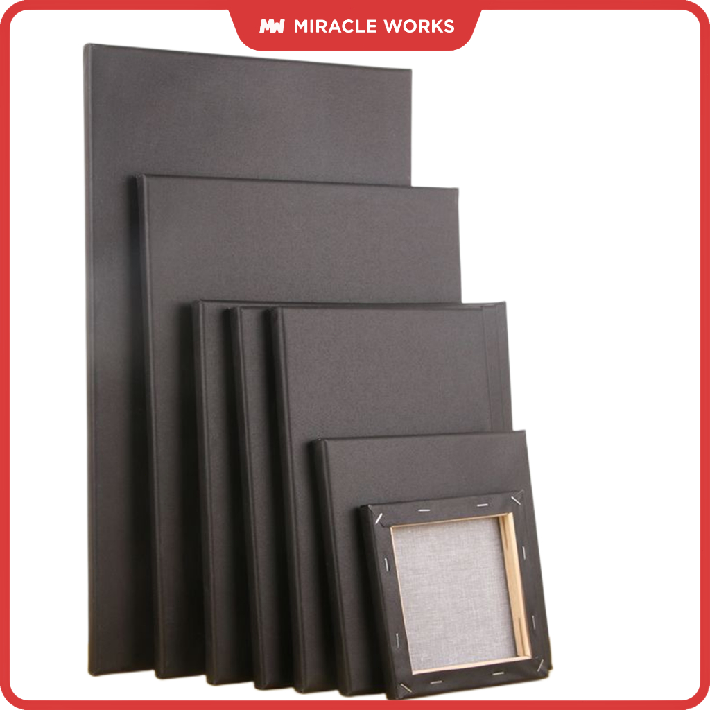 Black Canvas Board Painting Plain with Wooden Frame (Multiple sizes ...