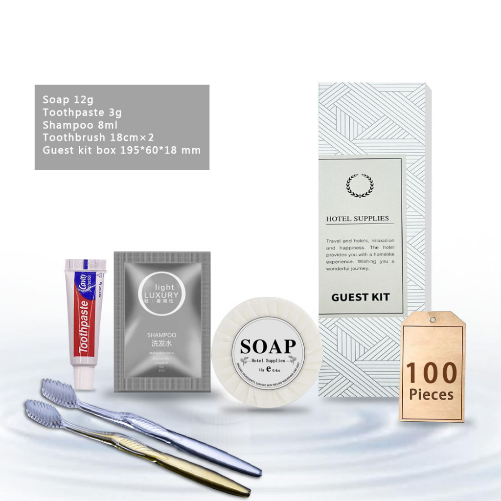100 Sets Guest Kit Hotel Supplies 6 in 1 Toothbrush Toothpaste Shampoo ...