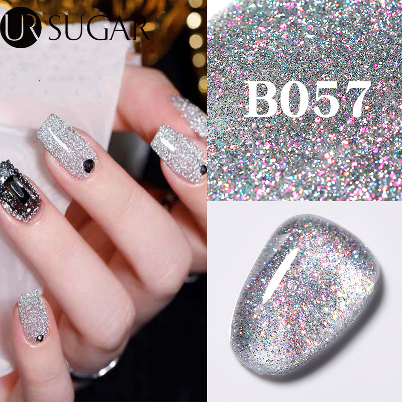 UR SUGAR Rubber Base Gel Nail Polish 2 IN 1 Glitter Color 7ml | Shopee ...