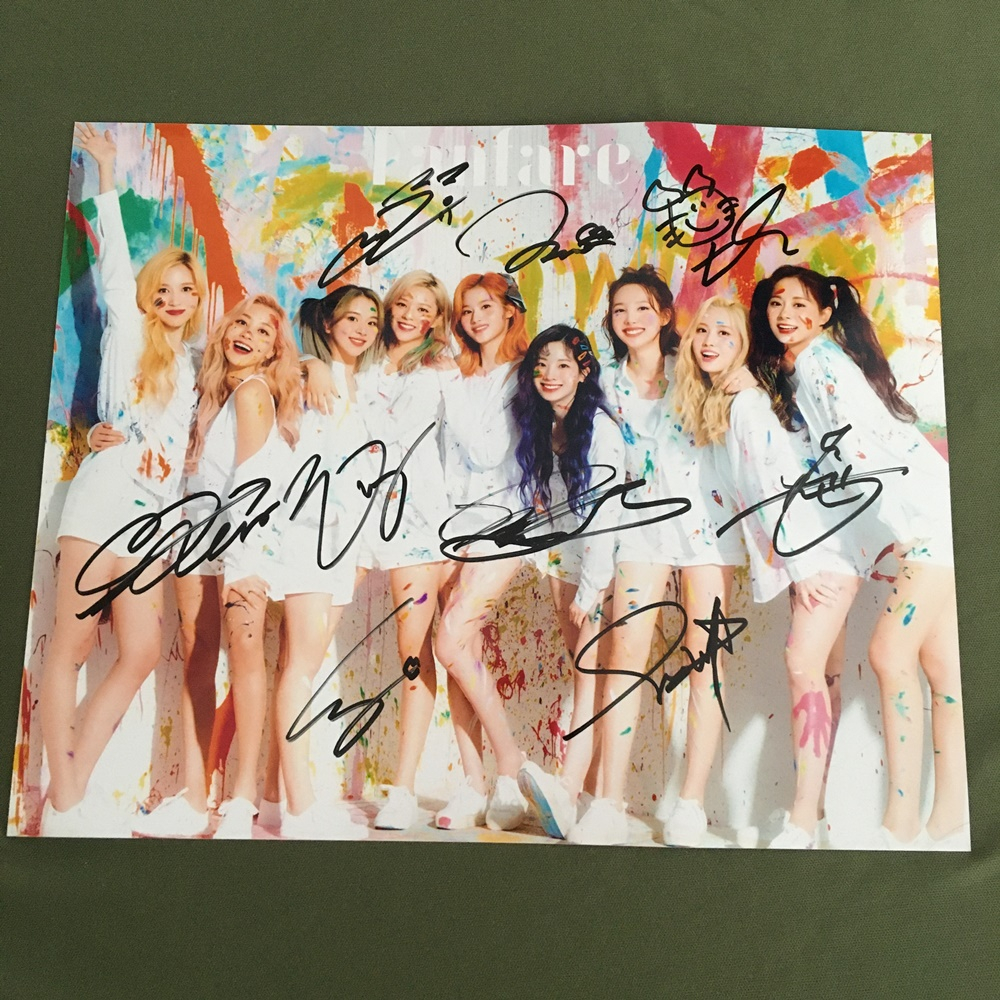 signed TWICE autographed group members photo 10 inches k-pop | Shopee ...