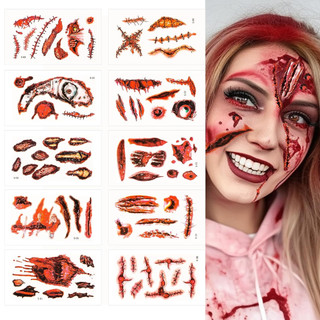 Halloween Prank Makeup Waterproof Temporary Tattoo DIY Face Fake Tattoo ...
