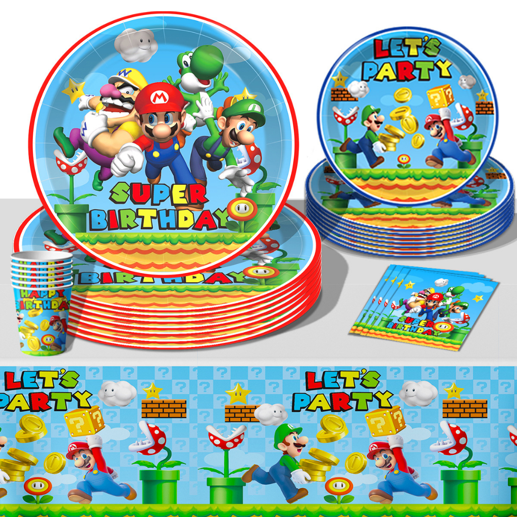 Game Super Mario Birthday Theme Decoration Mario Banner Super Brother ...
