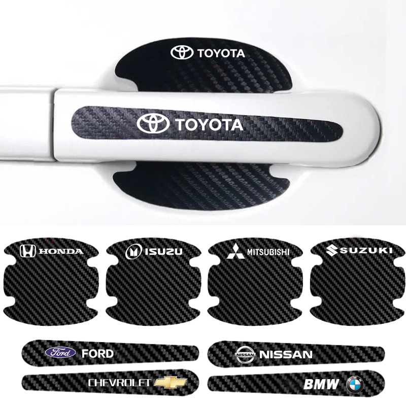 8pcs Car Door Handle Bowl Scratch Protective Stickers Carbon Fiber ...