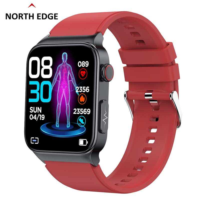 NORTH EDGE E500 Smart Watch Blood Sugar ECG+PPG dual ECG detection GLU HR BP SPO2 1.92 Inch Full ...