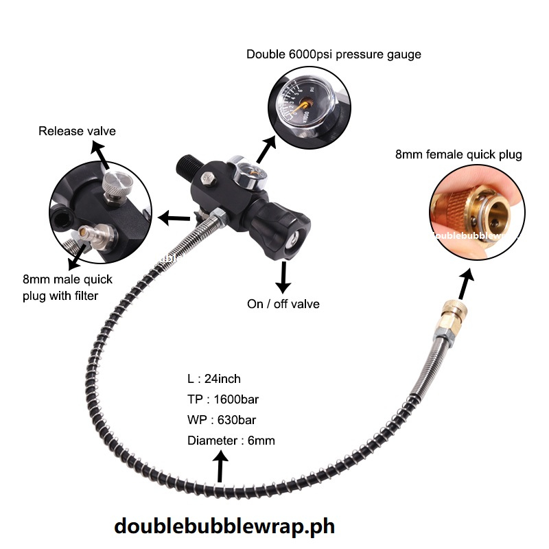 M18*1.5 PCP Tank Dual Gauge Charging Valve Air Filling Station Refill ...
