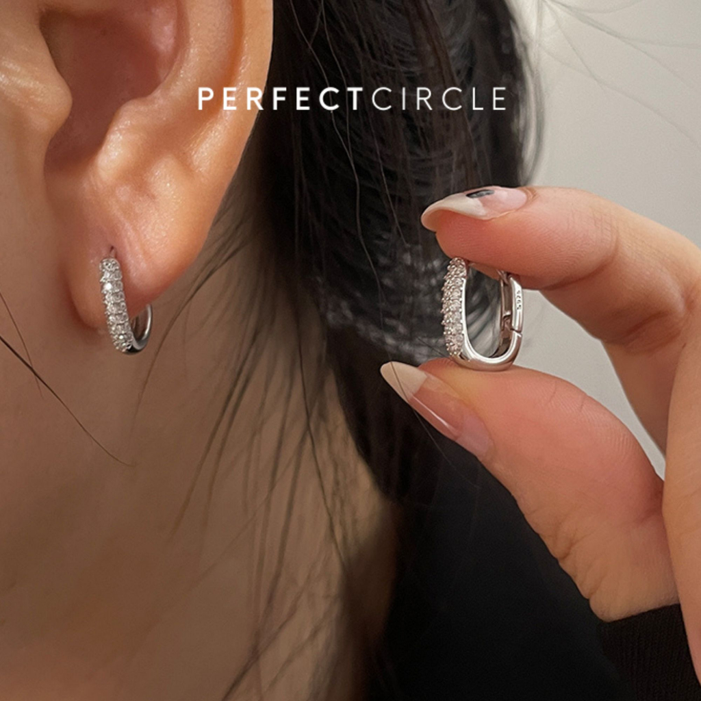 S925 Silver Retangle Oval Diamond Hoop Earrings • Hypoallergenic ...