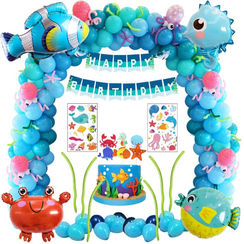 [Local] Balloon Set Blue Ocean Animal Sea World Theme Mini Underwater ...
