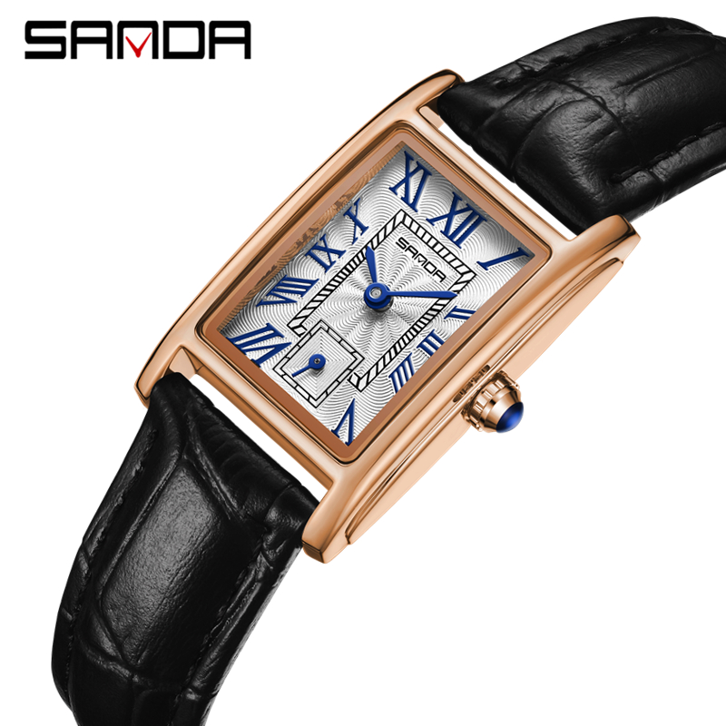 SANDA Brand Luxury Fashion Elegant Design Rectangle Dial Women Watches ...