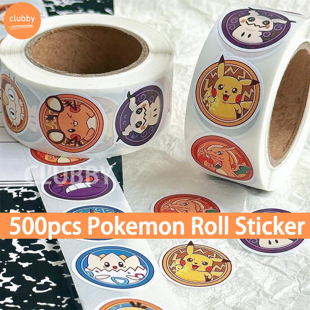 Pokemon Roll Sticker Cartoon Packaging Seal Label Cute Sticker Children ...