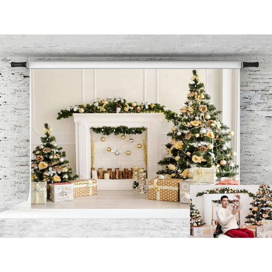 7x5ft Christmas Backdrops for Photography Fireplace Photo Backdrop ...